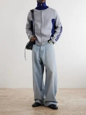 Balenciaga Logo Jacquard Zip-up Sweater