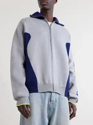 Balenciaga Logo Jacquard Zip-up Sweater