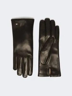 Max Mara Nappa Leather Gloves With Monogram Detail