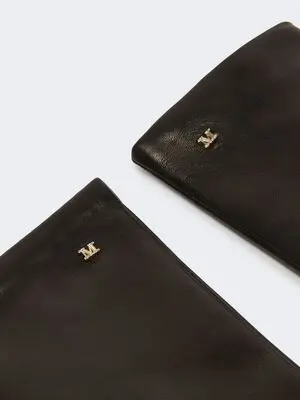Max Mara Nappa Leather Gloves With Monogram Detail