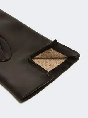 Max Mara Nappa Leather Gloves With Monogram Detail