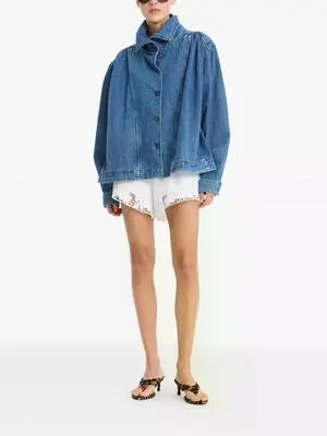 ROTATE BY BIRGER CHRISTENSEN Gathered Denim Jacket