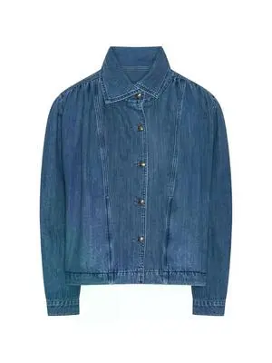 ROTATE BY BIRGER CHRISTENSEN Gathered Denim Jacket - Blue