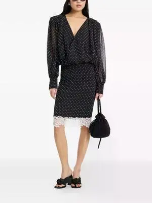 ROTATE BY BIRGER CHRISTENSEN Floral Ruched V-neck Blouse