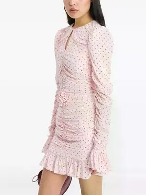 ROTATE BY BIRGER CHRISTENSEN Floral Appliqué Ruched Dress