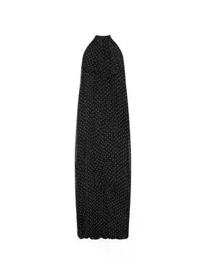 ROTATE BY BIRGER CHRISTENSEN Chiffon Dotted Halterneck Balloon Jumpsuit - Black