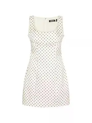 ROTATE BY BIRGER CHRISTENSEN Polka Dot Square Neck Sleeveless Dress - Neutrals