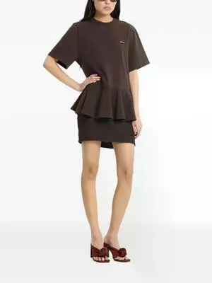 ROTATE BY BIRGER CHRISTENSEN Peplum T-shirt - Brown