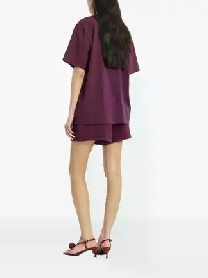 ROTATE BY BIRGER CHRISTENSEN Bordeaux Cotton Crew Neck T-shirt