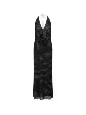 ROTATE BY BIRGER CHRISTENSEN Polka Dot Halterneck Chiffon Dress