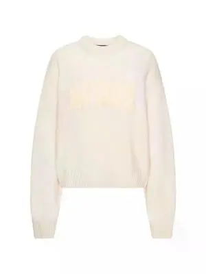 ROTATE BY BIRGER CHRISTENSEN Ribbed Logo Crew Neck Sweater - Neutrals