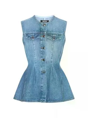 ROTATE BY BIRGER CHRISTENSEN Flared-hem Denim Vest - Blue