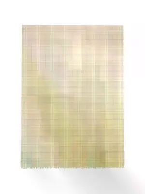 Burberry Wide Embellished Check Wool Silk Blend Scarf - Neutrals