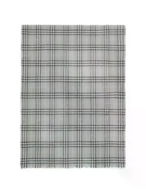 Burberry Wide Embellished Check Wool-silk-blend Scarf