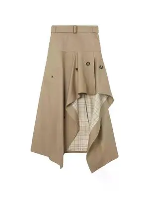 Burberry Asymmetric Gabardine Trench Skirt - Neutrals