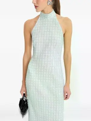 ROTATE BY BIRGER CHRISTENSEN Beaded Halterneck Maxi Dress