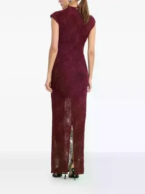 ROTATE BY BIRGER CHRISTENSEN Bordeaux High Neck Sleeveless Maxi Dress