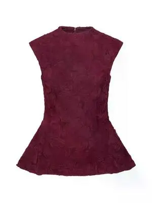 ROTATE BY BIRGER CHRISTENSEN Bordeaux Floral Peplum Top - Red