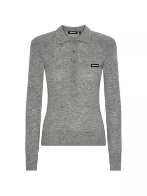 ROTATE BY BIRGER CHRISTENSEN Long-sleeve Polo Top - Grey