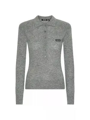 ROTATE BY BIRGER CHRISTENSEN Long-sleeve Polo Top - Grey