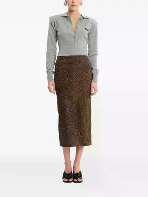 ROTATE BY BIRGER CHRISTENSEN Long-sleeve Polo Top - Grey