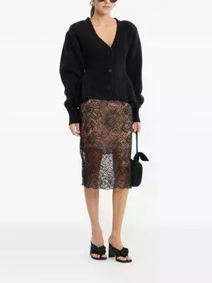 ROTATE BY BIRGER CHRISTENSEN Peplum Hem Cardigan - Black