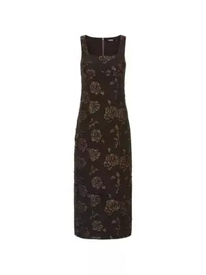ROTATE BY BIRGER CHRISTENSEN Jacquard Sleeveless Midi Dress - Brown