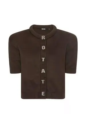 ROTATE BY BIRGER CHRISTENSEN ROTATE BIRGER CHRISTENSEN Dark Brown Knit Button-Fastening Cardigan Brown