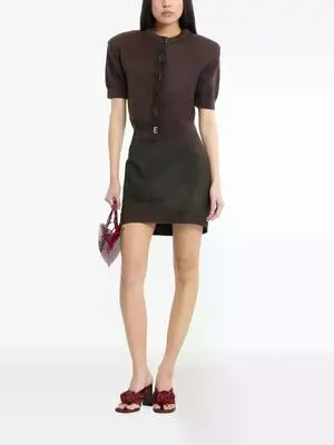 ROTATE BY BIRGER CHRISTENSEN Dark Knit Button-fastening Cardigan - Brown