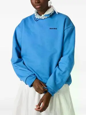 Miu Miu Cotton Fleece Sweatshirt With Contrast Collar