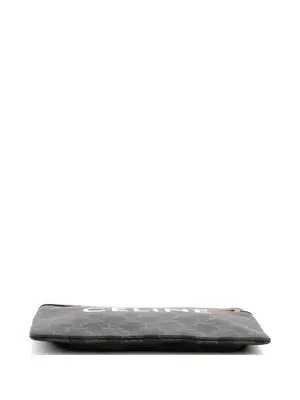 Celine Triomphe Coated Canvas Wristlet Pouch - Brown