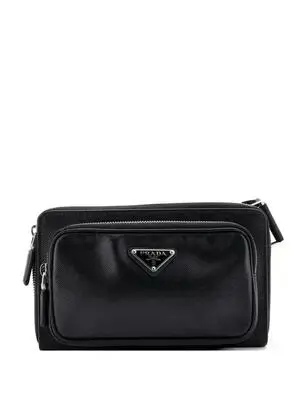 Prada Saffiano Leather Belt Bag With Zip Around Front Pocket - Black