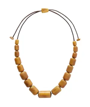 HUNTING SEASON The Column Statement" Beaded Tagua And Leather Necklace - Brown