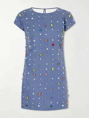 Bernadette Anne Appliquéd Cotton And Linen-blend Mini Dress