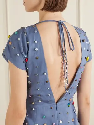 Bernadette Anne Appliquéd Cotton And Linen-blend Mini Dress