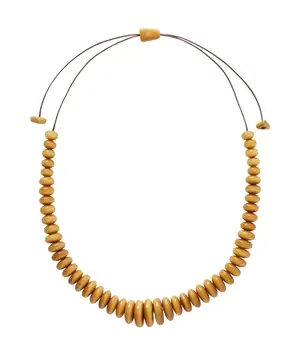 HUNTING SEASON The Loop Beaded Tagua And Leather Necklace - Brown