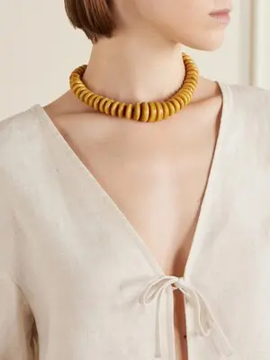 HUNTING SEASON The Loop Beaded Tagua And Leather Necklace