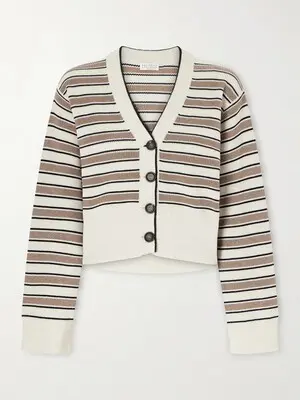 BRUNELLO CUCINELLI Brunello Cucinelli Striped Cotton-Blend Cardigan