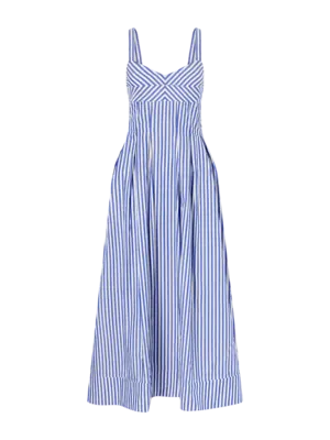 LA LIGNE La Ligne Madeline Pleated Striped Cotton-Poplin Maxi Dress