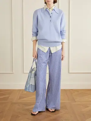 LA LIGNE Striped Cotton Wide-leg Pants