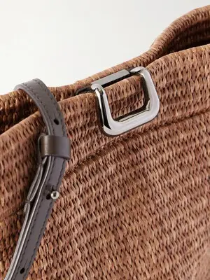 Brunello Cucinelli Raffia Bucket Bag With Leather Trim