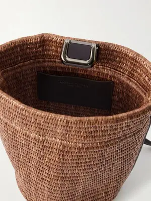 Brunello Cucinelli Raffia Bucket Bag With Leather Trim - Brown