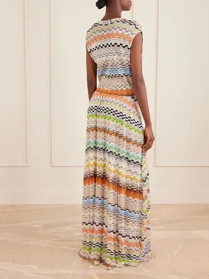 Missoni Pleated Striped Crochet-knit Maxi Dress - Multi