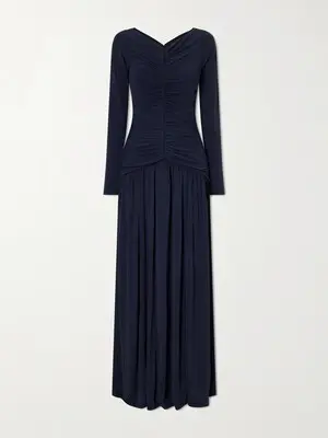 LA LIGNE Ruched Jersey Maxi Dress - Blue