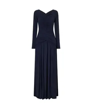 LA LIGNE Ruched Jersey Maxi Dress - Blue