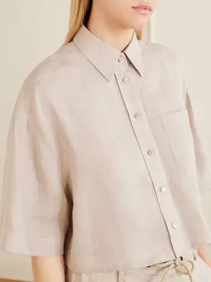 Brunello Cucinelli Cropped Cotton Shirt - Neutrals