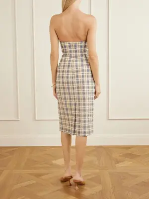 Bernadette Charlotte Checked Seersucker Midi Dress - Neutrals