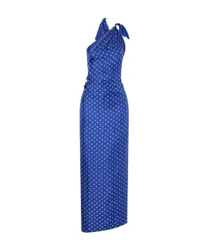 Christopher Esber Bandana Printed Silk Twill One-shoulder Maxi Dress - Blue