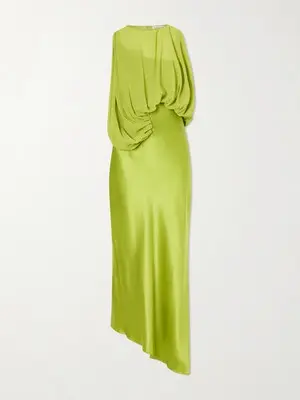 Christopher Esber Christopher Esber Asymmetric Draped Silk-Chiffon And Satin Maxi Dress Green
