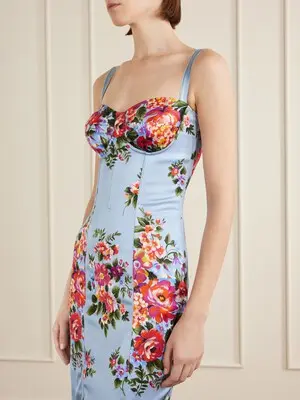 Dolce & Gabbana Floral Print Bustier Midi Dress